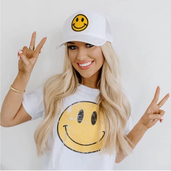 None | Accessories | Smiley Trucker Hat White | Poshmark